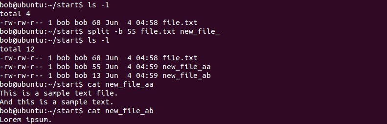 Split A File Into Two Or More Files Linux