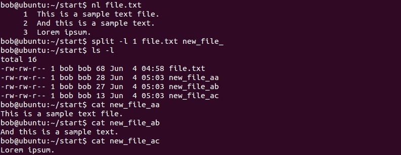 Split A File Into Two Or More Files Linux
