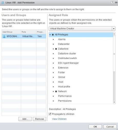 Assigning permission | VMware ESXi#