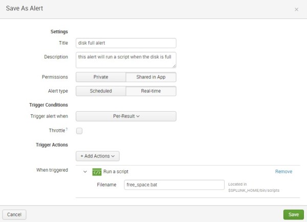 Create an alert that runs a script | Splunk#