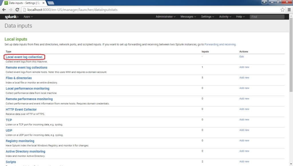 Collect event logs from a local Windows machine | Splunk#