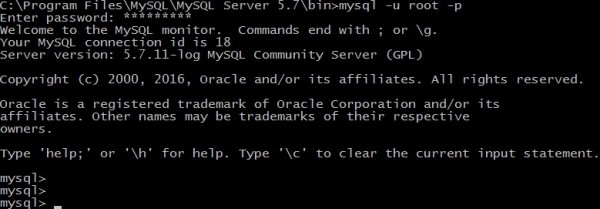 Start The Command Line Interface Mysql