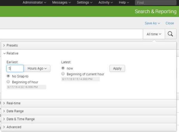 Time range picker | Splunk#