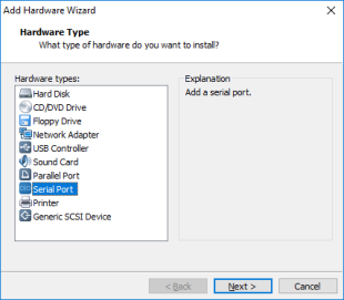 Adding a virtual serial port | VMware Workstation Player#