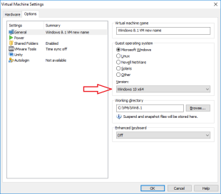 Changing the guest operating system version | VMware Workstation Player#