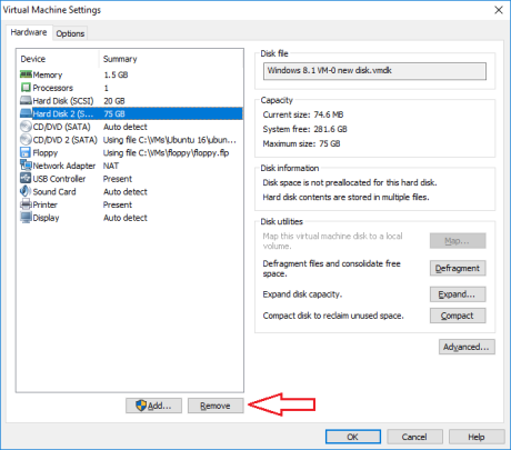 Removing a virtual hard disk | VMware Workstation Player#