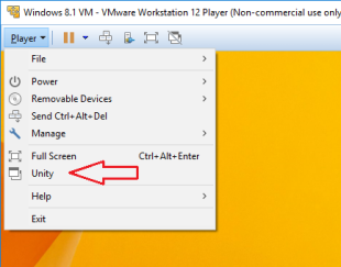 Enabling Unity Mode | VMware Workstation Player#