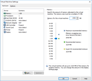 Changing the memory allocation | VMware Workstation Player#
