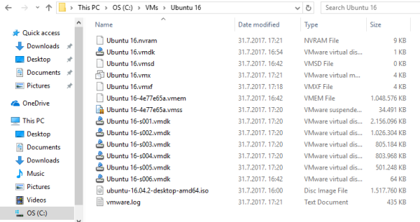 Virtual machine files overview | VMware Workstation Player#